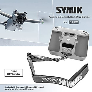SYMIK Neck Strap Aluminum Bracket and Neck Strap (Lanyard) Combo for DJI RC; Works with DJI Mini 3 / Mini 3 Pro / Mavic 3 Classic / Mavic 3 / Cine / Air 2S with DJI RC Controller; Mini 3 Accessories