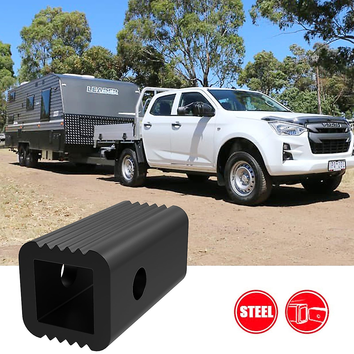 2" to 1-1/4" Hitch Receiver Adapter Insert Sleeve Mount Adapter - 2 inches to 1.25 inches Hitch Adapter Receiver Converter for Bike Rack and Cargo Carriers