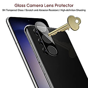 Esanik [2+2 Pack] Privacy Screen Protector for Samsung Galaxy S23+/S23 Plus 5G 6.6-inch [NOT for S23 Ultra/S23 5G] Anti Spy PET Film(NOT Glass) with Easy Installation Frame + Camera Lens Protector Fingerprint ID Compatible
