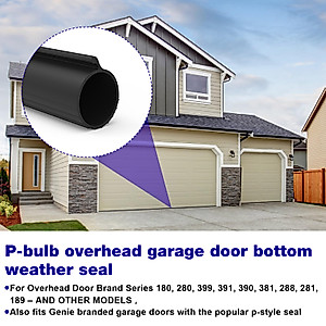 Garage Door Seal,Garage Door Bottom Weather Seal,Weatherproofing Garage Door Seals Replacement Overhead P-Bulb Garage Door - 16FT