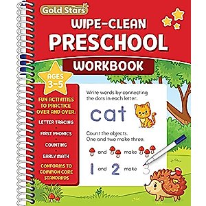 Wipe Clean Preschool Workbook for Kids Ages 3-5: Activities including Early Math, Letter and Number Tracing, First Phonics, Counting, Pen Control and More! Includes Dry Erase Marker