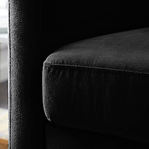 QYSMT 62inch Velvet Square Arm Loveseat，Velvet Cover Modern Design Couch,with Gold-Finished Metal Legs, with 500 LB Load, 62'' x 30.7'' x 32.7''Tools-Free Assemble (Black) (LHSC18)