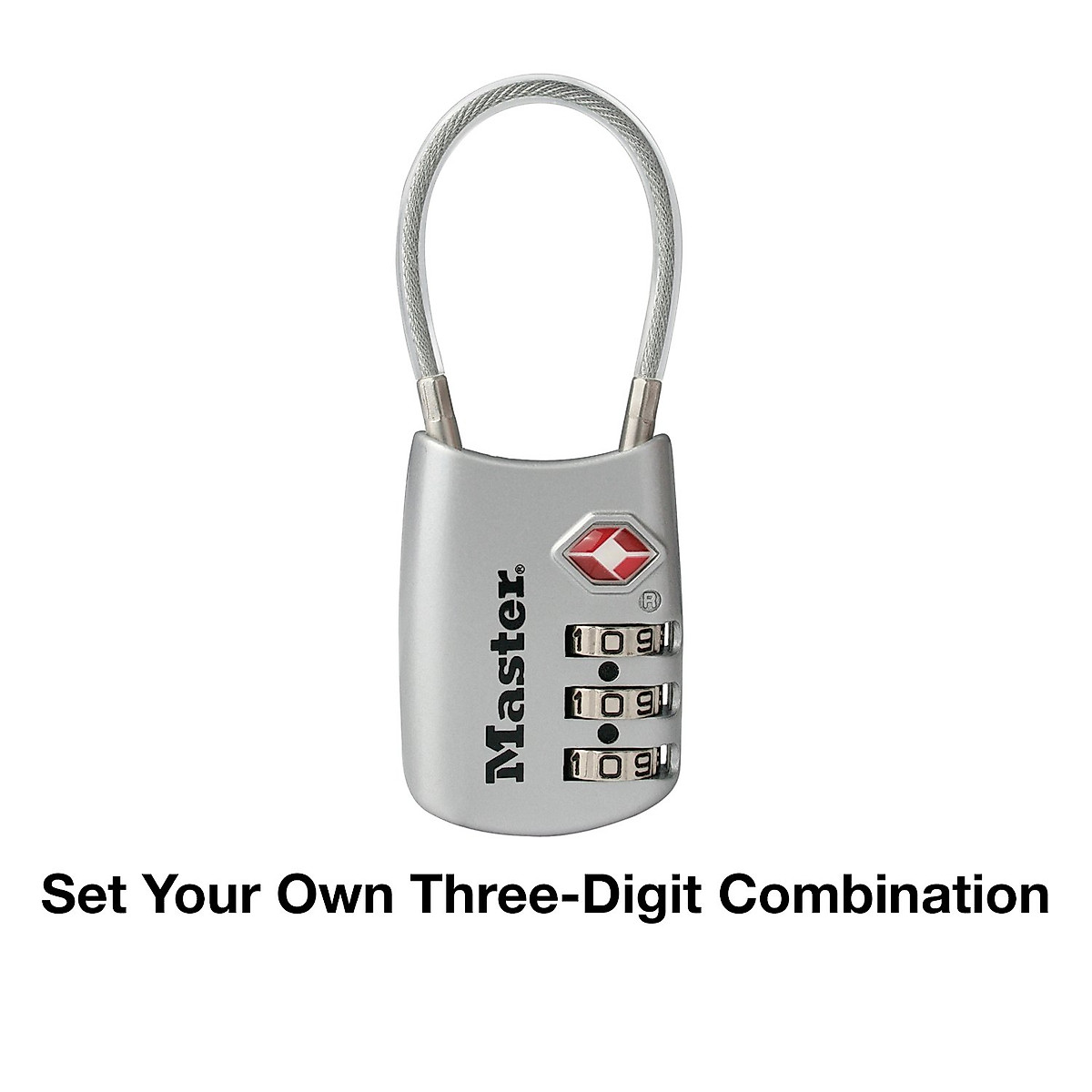 Master Lock 4688D Set Your Own Combination TSA Approved Luggage Lock, 1 Pack, Silver