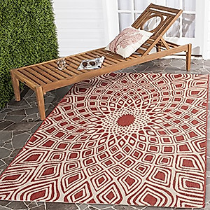 SAFAVIEH Courtyard Collection 2'7" x 5' Red/Beige CY6616 Indoor/ Outdoor Waterproof Easy-Cleaning Patio Backyard Mudroom Area-Rug