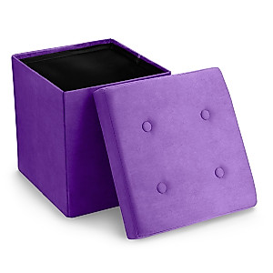 Sorbus Storage Ottoman Bench – Collapsible/Folding Bench Chest with Cover – Perfect Toy and Shoe Chest, Hope Chest, Pouffe Ottoman, Seat, Foot Rest, – Contemporary Faux Suede (Purple)
