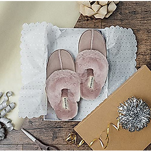 Dearfoams Womens Fireside Sydney Shearling Fur Indoor/Outdoor Scuff With Wide Widths Slipper, Dusty Pink, 9 US