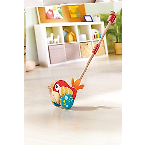 Hape Lilly Musical Push Along | Wooden Push Along Baby Walking Bird, Playful Kids Toy with Detachable Stick, Multicolor, 22.05 Inch (E0353)