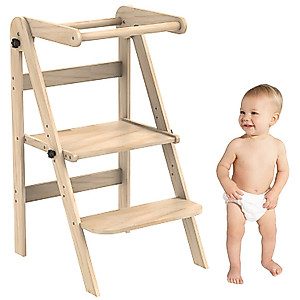 Kitchen Step Stool for Toddlers, Wooden Toddler Steps for Kids Kitchen Helper, Kids Montessori Learning Stool,Baby Standing Tower for Counter,Children Standing Helper