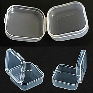 10Pcs Clear Small Plastic Containers Transparent Storage Box with Hinged Lid for Jewelry Earplugs (3.5x3.5x1.5CM)