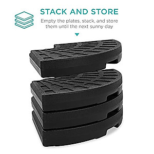 Best Choice Products 4-Piece 158lb Capacity Cantilever Offset Patio Umbrella Circular Base Stand w/Carry Handles, Easy-Fill Spouts, Base Connector Hooks, UV Stability - Black