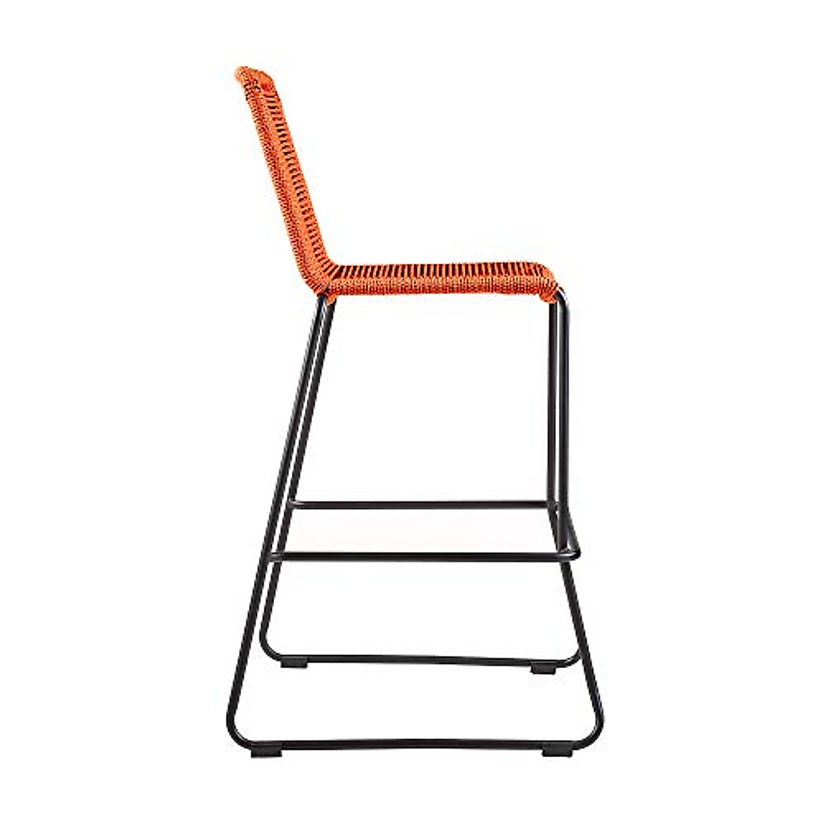 armen LIVING LCSTBABLTNG30 Shasta Outdoor Metal and Tangerine Rope Stackable Barstool, 30" Bar Height Set of 2