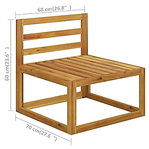 vidaXL Sectional Middle Sofa - Modular Acacia Wood Design, Cream White Cushion - Comfortable Outdoor Seating Solution, Perfect for Garden, Patio, and Lounge Set Configuration