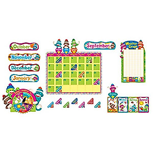 Trend 17-1/2 x 23-1/4 Inches Sock Monkeys Calendar Bulletin Board Set, 102 Pieces (TEPT8416)