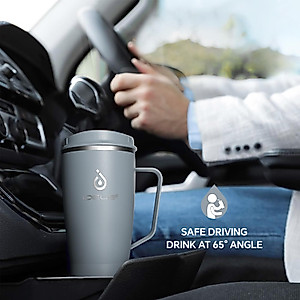 Ideus 32 oz Tumbler with Handle and Straw, 100% Leakproof Insulated Tumbler with Lid and Straw, Gifts for Teens Women Men, Cup Holder Friendly (Gray)