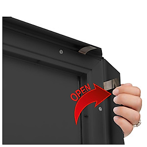 BannerBuzz Snap Poster Frame, Aluminum Profile Front Loading Wall Mount Clip Picture Frame, Open Snap Frame for Indoor Outdoor Poster Display (18" X 24", Black)