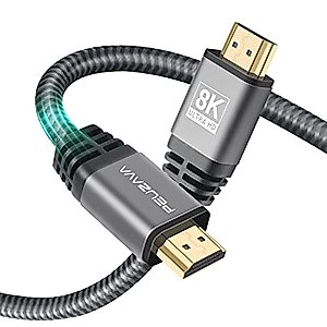 PEUZAVA 8K HDMI Cable 10ft, 48Gbps Ultra High Speed HDMI 2.1 Cord, 8K@60HZ 4K@120Hz eARC HDR10 HDCP 2.2&2.3 Dolby Compatible with PS5 PS4 Xbox Series X Switch Apple Samsung Sony LG Roku TV Blu-ray