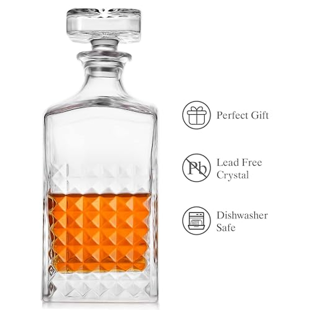 LIGHTEN LIFE Whiskey Decanter,34 oz Liquor Decanter with Stopper in Gift Box,Premium Bourbon Decanter,Crystal Scotch Decanter for Whiskey,Bourbon,Scotch…