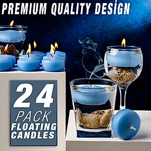 SECEL Pack of 24 Floating Candles 2 Inch 4+Hours Paraffin Wax0 Cotton Wick Dripless & Smokeless Home Decor, Wedding Decorations, Valentine Decors, Birthday Dinners, Celebrations
