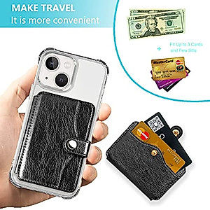 通用 Phone Wallet Stick on, Credit Card Holder for Cell Phone and Phone Card Holder Stick on for Back of Phone or Phone Case (Black)