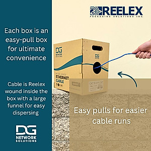 DG Cat6 Riser (CMR), 1000ft, Unshielded, 23AWG, Solid Bare Copper, Up to 10Gb Speeds, No Spline, Faster-Easier Terminations, 550MHz, ETL Listed, Indoor/Home/Commercial Use, Bulk Ethernet Cable, Blue