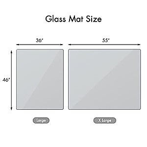 GLSLAND Office Chair Mat, 36" x 46" Tempered Glass Floor Mat for Office Chair on Carpet, 1/5" Thick Clear Computer Floor Mat with 4 Anti-Slip Pads