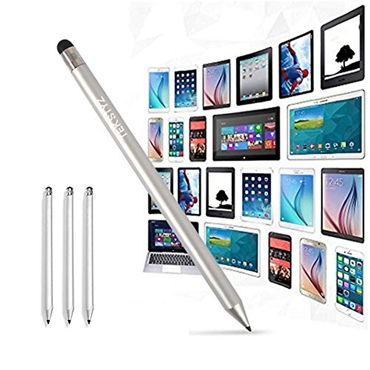 Tek Styz Pro Stylus Capacitive Pen Upgraded Works for Plantronics BackBeat FIT 3100 with Custom High Precision Touch Full Size 3 Pack! (Silver)