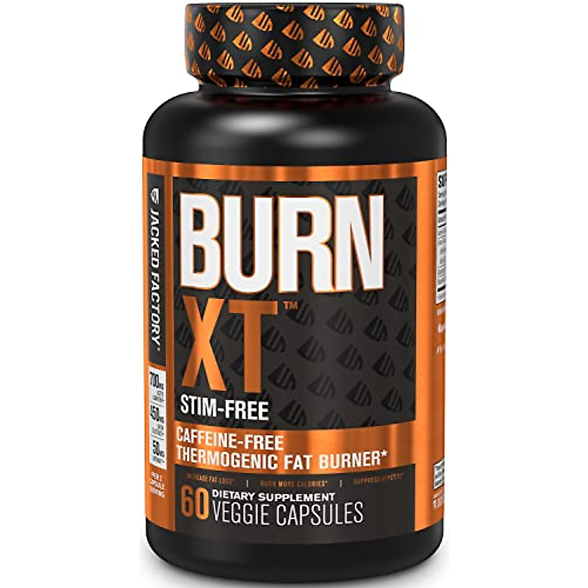 Jacked Factory Burn-XT Stim Free, Caffeine Free Weight Loss Supplement - Fat Burner and Appetite Suppressant for Weight Loss with Green Tea Extract, Capsimax, & More - 60 Diet Pills