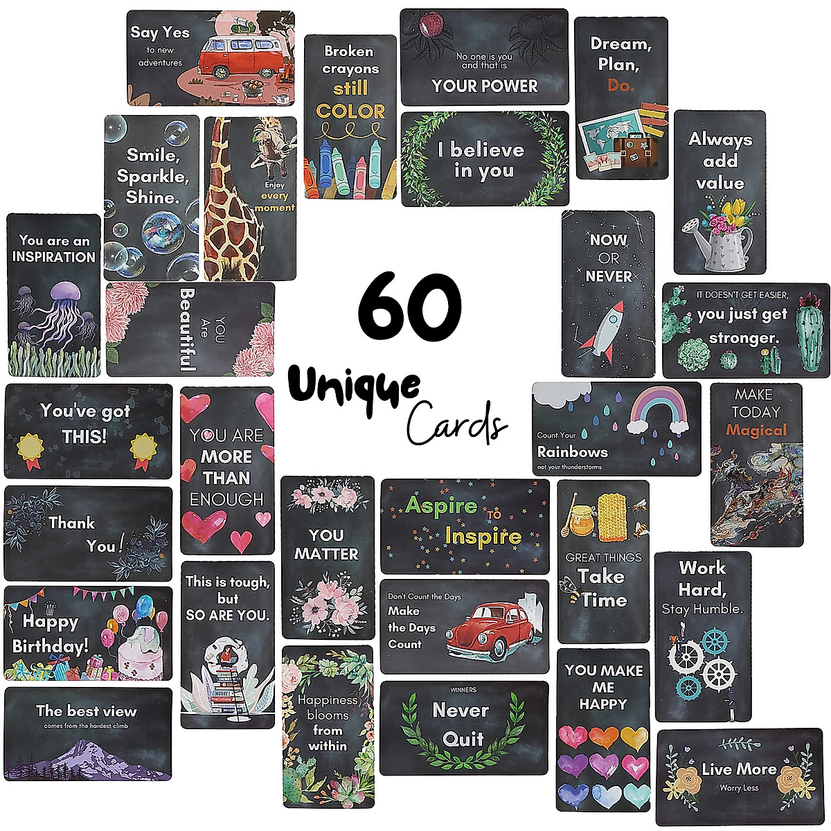 Mr. Pen- Inspirational Cards, 60 pcs, Positive Affirmations Cards, Motivational Cards with Unique Quotes, Inspirational Note Cards, Kindness Cards, Business Card Size and Blank Back(3.5x1.9)