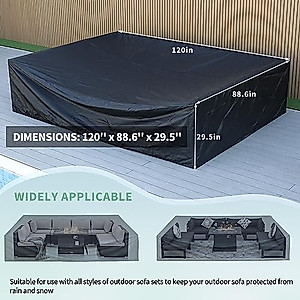 NICESOUL® Outdoor Sofa Set Cover Waterproof Furniture Set Covers PU Coating with Air Vents Adjustable Zippers Patio Conversation Cover Black