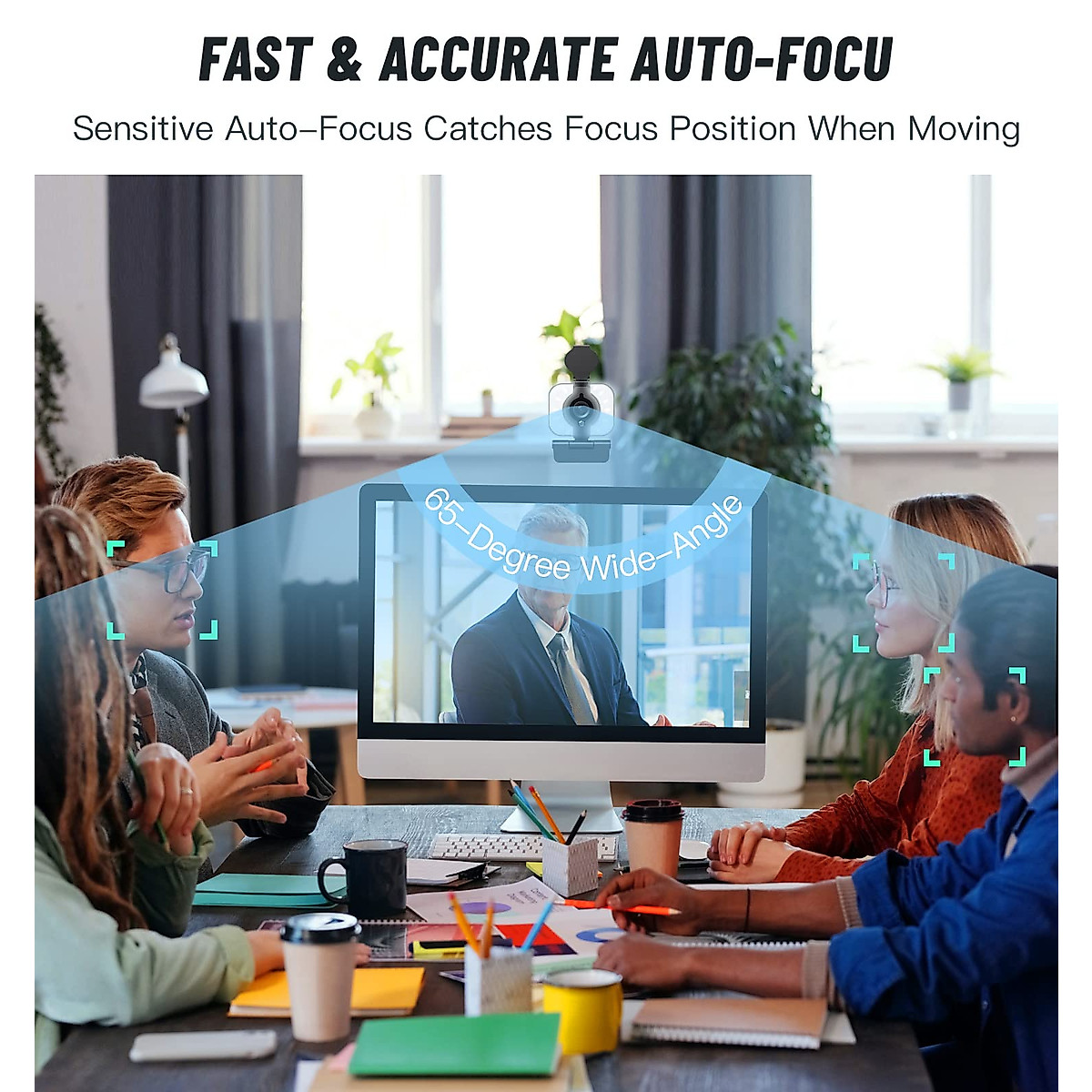 Webcam FHD 1080P Streaming Webcam with Ring Light, Microphone, Privacy Cover and Auto-Focus, Plug and Play, USB Web Camera for Zoom Skype YouTube, PC Laptop Computer