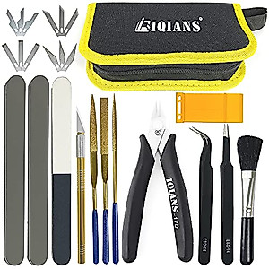 IQIANS 17 PCS Gundam Model Tool Kit Hobby Building Tools Craft Set Gunpla Basic Model Tool Kit in Canvas Bag for Plastic Model Kits, Car Airplane Models, Miniatures, Model Building Repairing & Fixing