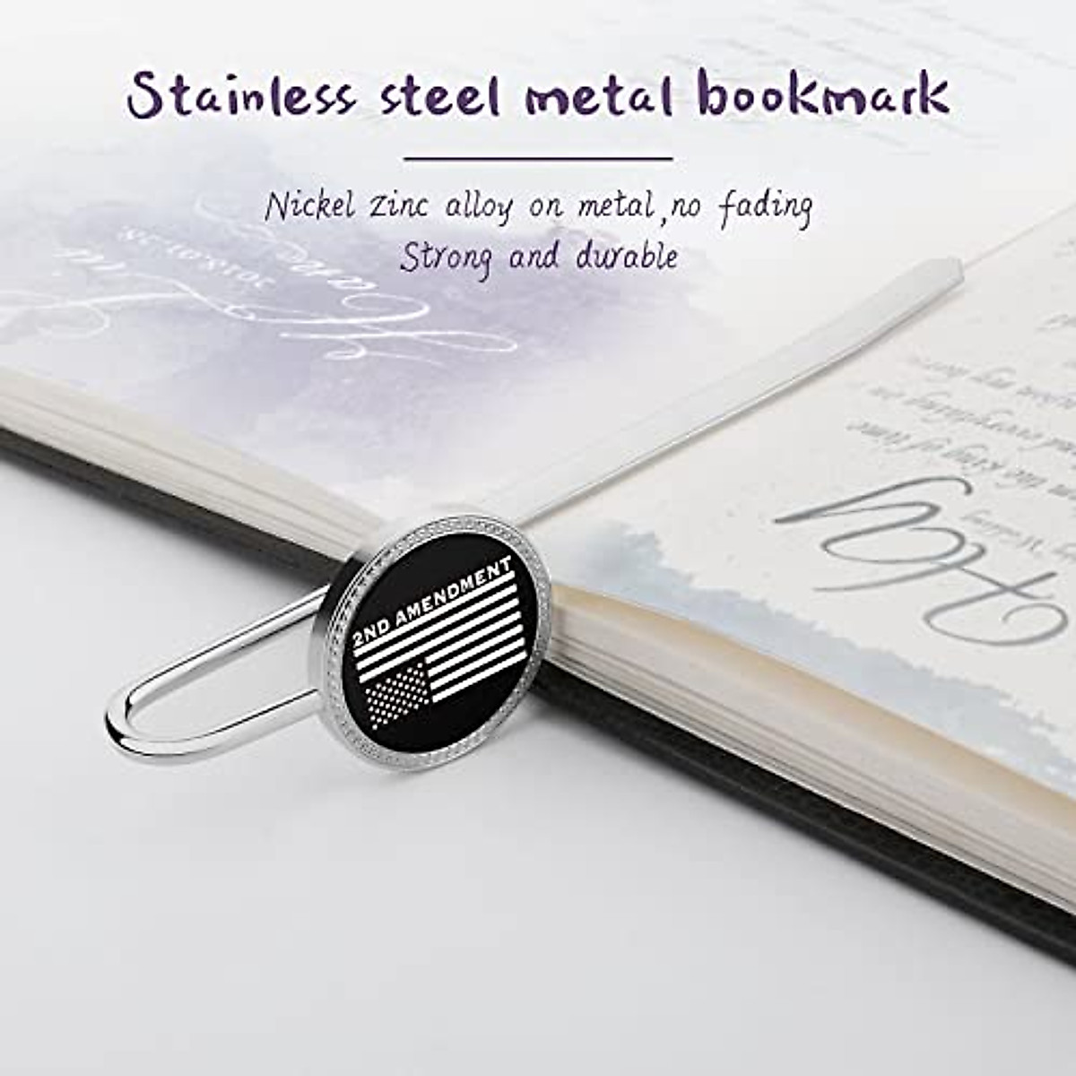 2nd Amendment American Flag Elegant Bookmarks Metal Book Markers for Women and Men Booklovers