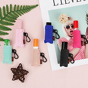 Desing Wish 6 Pack Chapstick Holder Keychain Clip On Lipstick Sleeve Anti-Lost Lip Balm Holder Key Chain Elastic Sleeves for Keys/Purse/Bag/Badge Holder