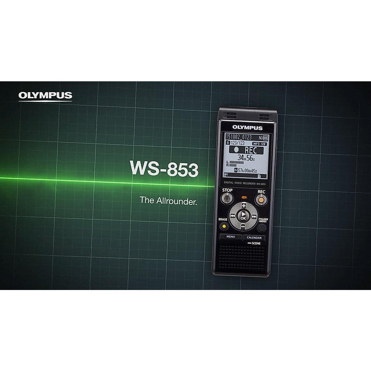 Olympus WS-853 Digital Voice Recorder - 4.1 cm (1.6") LCD - 8 GB Flash Memory