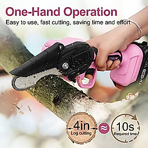 Mini Chainsaw 4 inch Battery Chain Saws Cordless Mini chain saws for Trees Battery Powered, One-Hand Operated Portable Small Chainsaw for Tree Trimming, Garden Pruning, Branch Wood Cutting