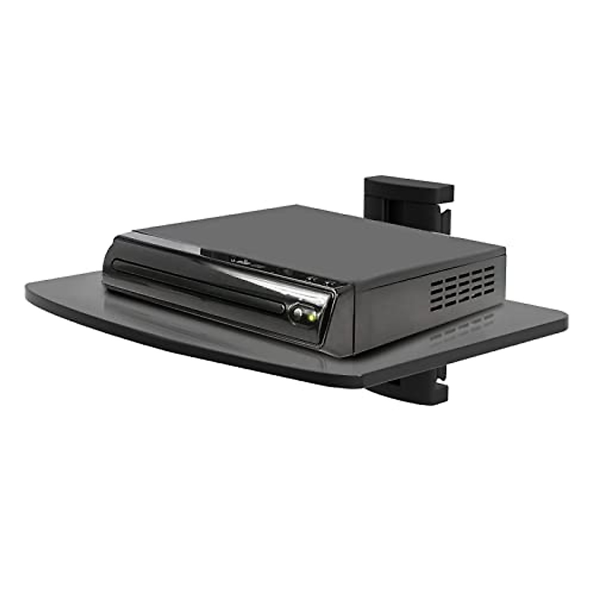 Floating Entertainment Center Shelf, Projector Wall Mount DVD Shelf, Floating Entertainment Center Bracket Under TV for Cable Boxes/Games Console/DVR/TV Accessories, Black (Glass Black 1)