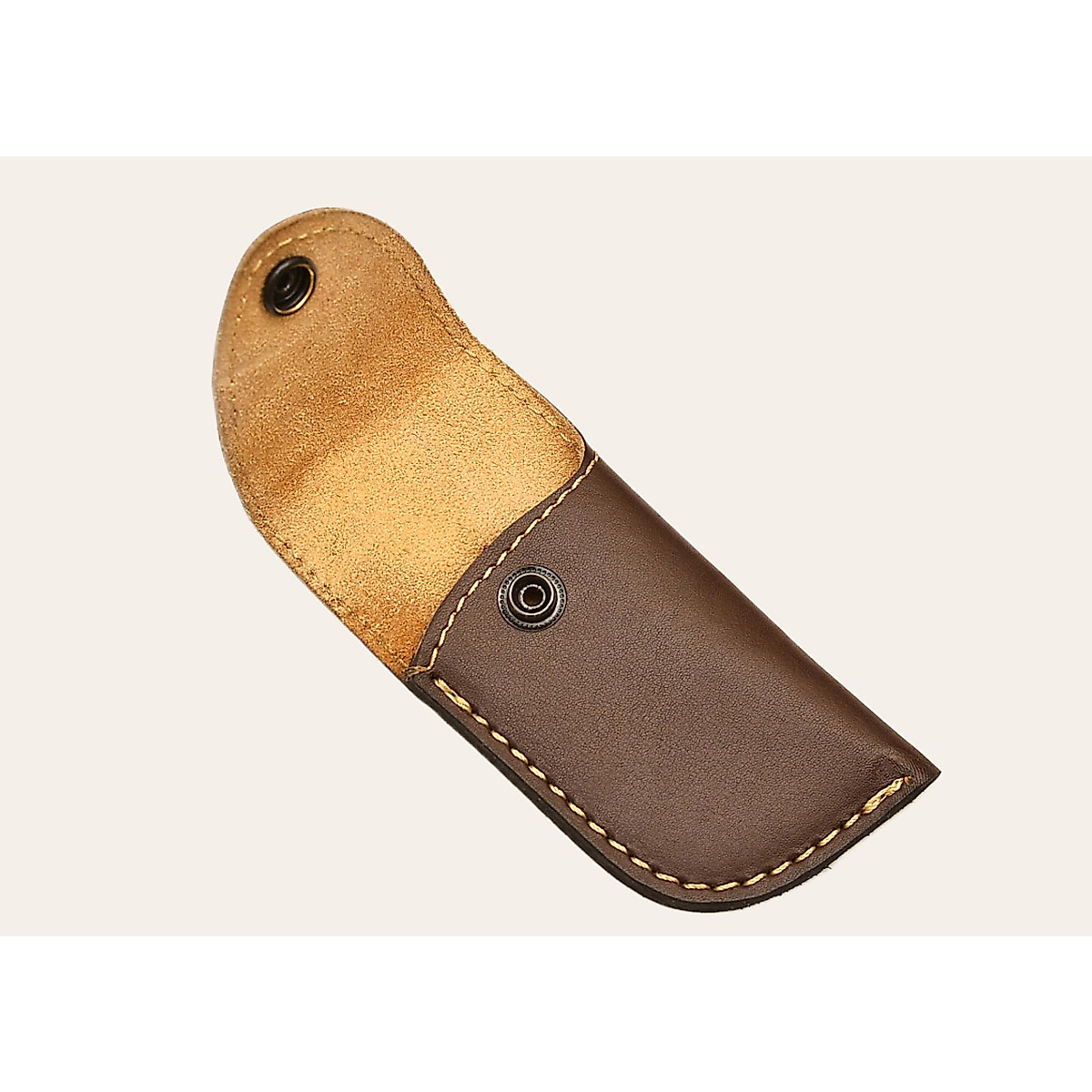 5" Genuine Leather Knife Holster with Belt Buckle – Holding Sheath for Pocket Knives, Folding Knife- Compact Draw EDC Knife Holster Belt – Brown, Camping, Hunting, and Outdoors.