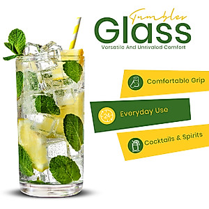 KICHLY 8 Pack Premium Quality Clear Plastic Tumblers - Each 16 Ounce Drinking Glasses - Reusable & BPA-Free Plastic Drinking Cups For Water, Juice & Other Drinks