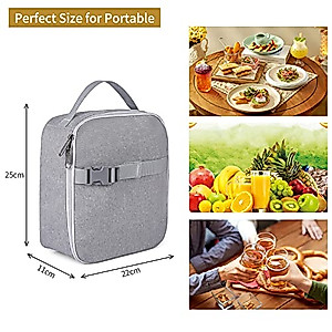 Insulated Lunch Bag for Women Men Work Lunch Pail Cooler, Reusable Thermal Soft Leakproof Lunch Box for Adult Office Lunch Tote Bag Fit Travel Picnic (Gray)