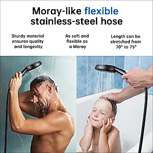 G-Promise High Pressure Dual Shower Head with Handheld Combo | 8 Settings Fixed Shower Head Built-in 3-Way Diverter | 72 Inch Stainless Steel Flexible Hose | 8 Spray Modes Handheld Shower Head