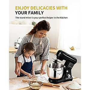 SHARDOR Stand Mixer, 6-Speed with Pulse Tilt-Head Food Mixer, Kitchen Electric Mixer with Dough Hook, Wire Whip & Beater, 4.8 QT Stainless Steel Bowl, Splash Guard, Black