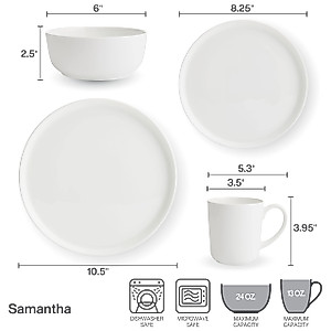 Mikasa 5266100 Samantha Chip-Resistant 16 Piece Set, Service for 4 White, Service For 4