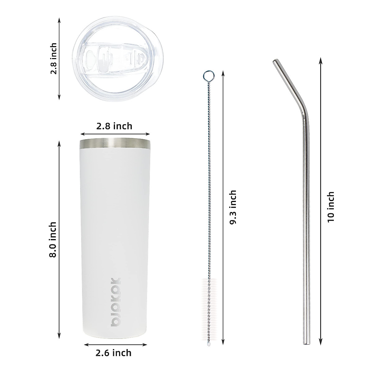 BJPKPK Skinny Tumbler with Lid 20 oz Stainless Steel Vacuum Insulated Double Wall Travel Coffee Water Tumblers Cup,White