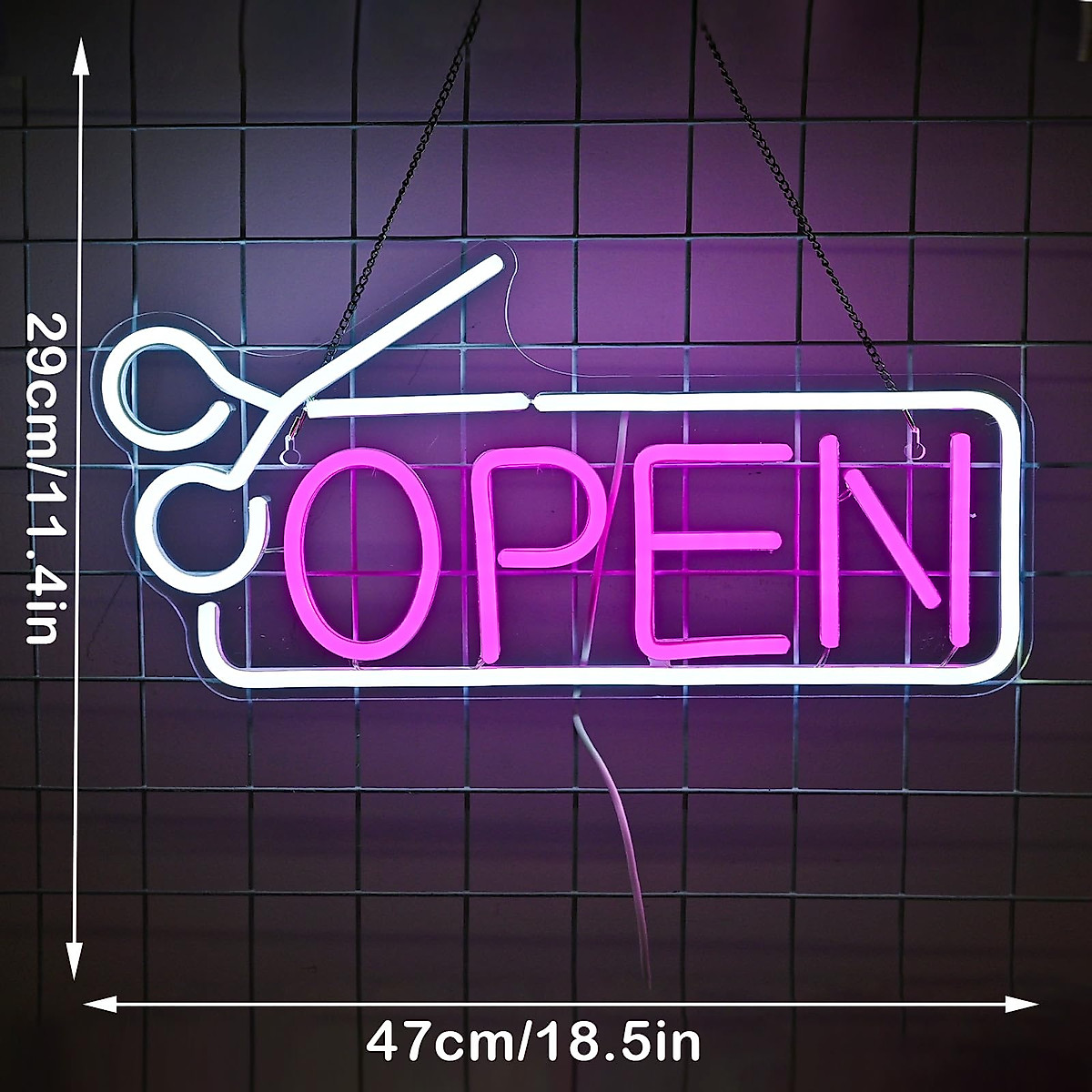 Open Neon Sign Pink White LED Sign USB Powered Neon Light up Signs for Wall Decor with Switch for Bar Salon Store Hotel Coffee Shop Club Business