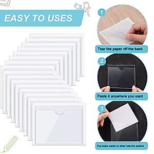 Chinco 30 Pack Self Adhesive Index Card Pockets with Top Open for Loading Ideal Card Holder for Organizing and Protecting Your Index Cards Crystal Clear Plastic(3.9 x 3.1 Inches)