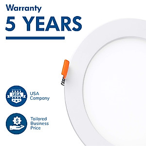 Hyperikon 6 inch LED Recessed Lighting Selectable Color Temperature 5CCT 2700K-5000K, 14W Slim Downlight with Junction Box, UL, Energy Star, 6 Pack