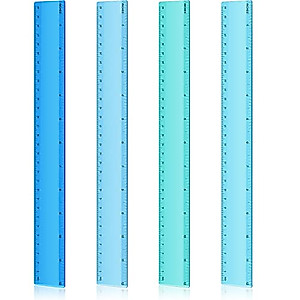 Liphontcta 4 Pack Plastic Straight Rulers 12 Inch Coastal Colors Kids Ruler for School Clear Blue Ruler Garden Sculpture Outdoor Decoration