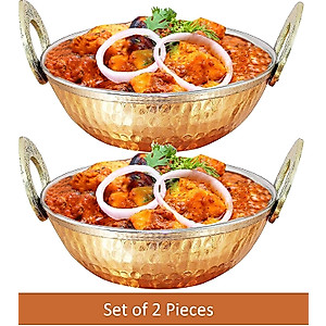 Aakrati Kitchenware Heavy-Duty Food Grade Stainless Steel Kadhai, Copper Bottom Kadai, Multipurpose Indian Serving Karahi Bowls, Diameter 5 Inches Pack of (4) (6 inches Diameter, 4, Peices)