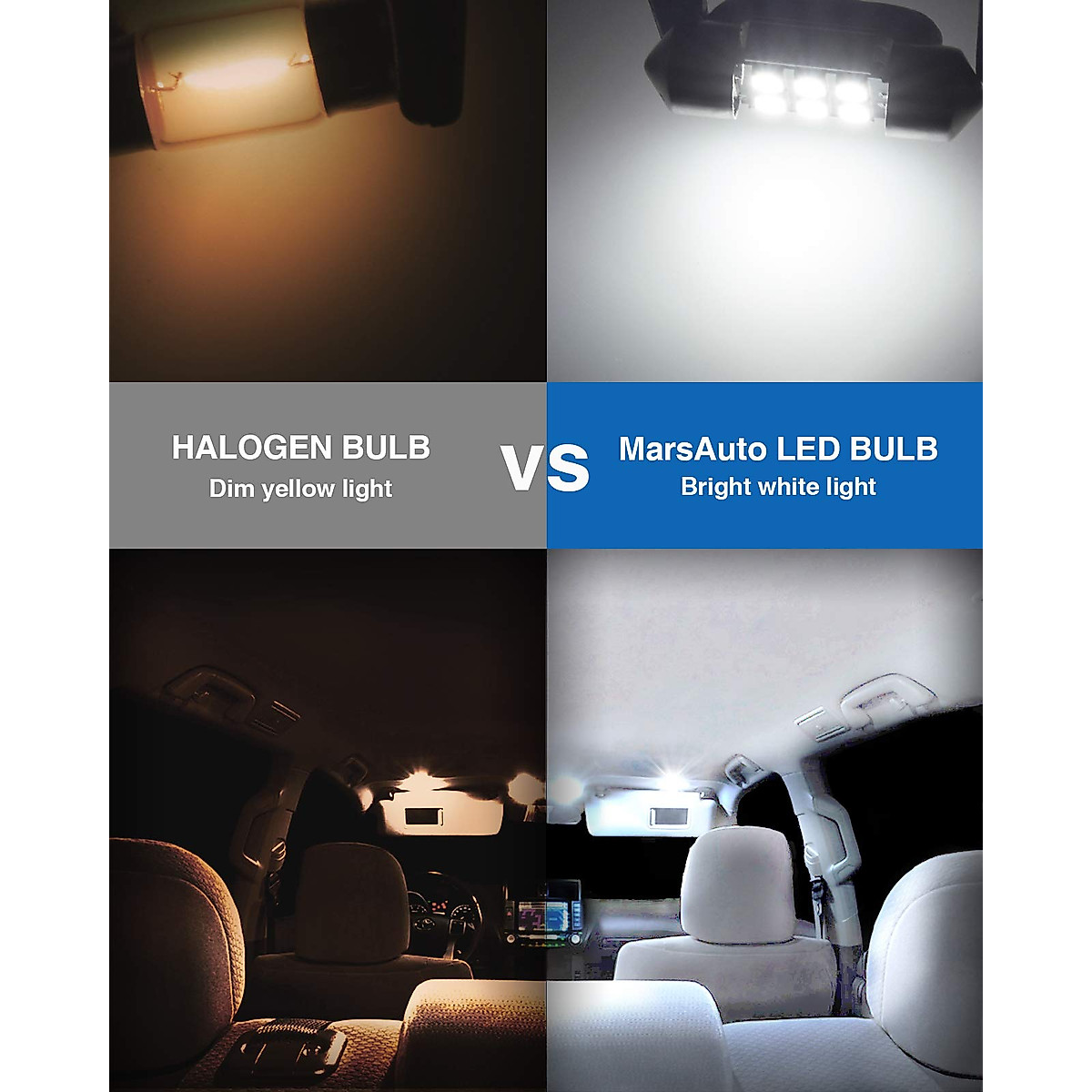 Marsauto 578 LED Bulbs Extremely Bright 400LM 2835 Chipsets for LED Interior Dome Map Door Lights Bulbs 211-2 212-2 569 6411 6451 41mm 42mm 1.65inch 6500K White (Pack of 4)