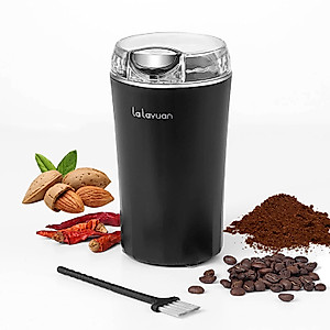 Coffee Bean Grinder, lalayuan Electric Coffee Grinder,200W Powerful Electric Spice Grinder, Herb Grinder, Espresso Grinder, One Touch Coffee Mill for Beans, Spices Herbs,Nuts, with Clean Brush Black